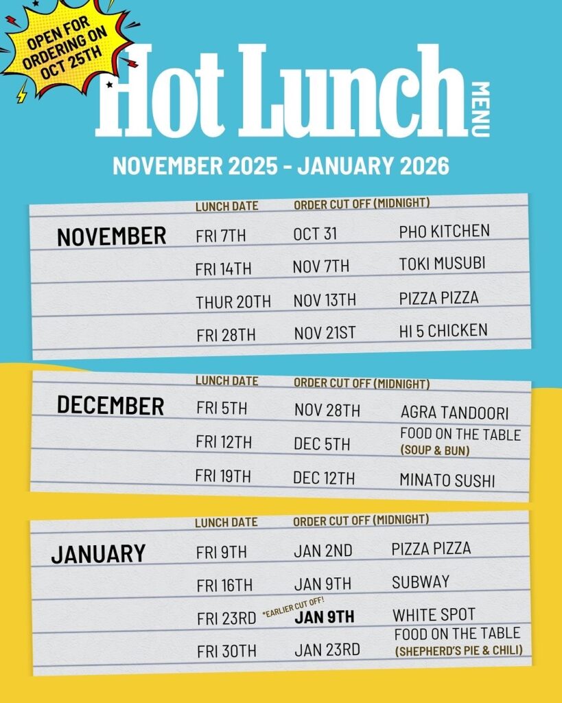 Hot Lunch – November, December & January!
